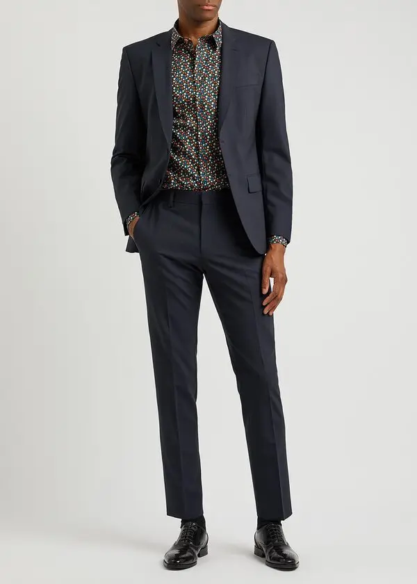 BOSS Slim-leg Stretch-wool Trousers