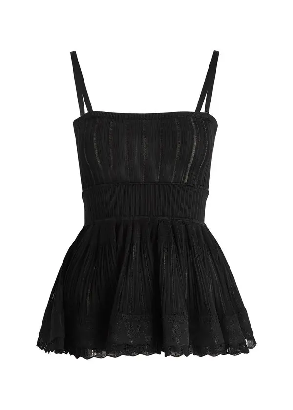 Alaïa Crinoline Ribbed-knit Top With Detachable Straps