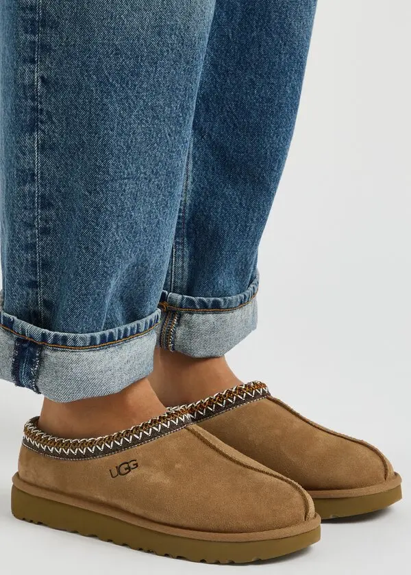 UGG Tasman Suede Flatform Slippers - Tan