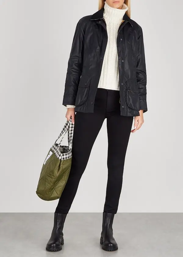 Barbour Beadnell Waxed Cotton Jacket - Navy