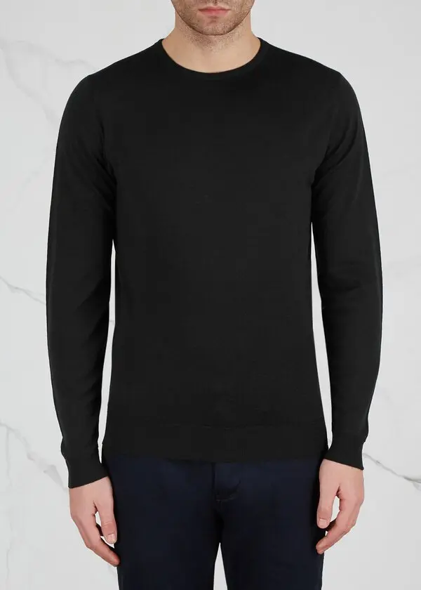 John Smedley Lundy Fine-knit Merino Wool Jumper - Black