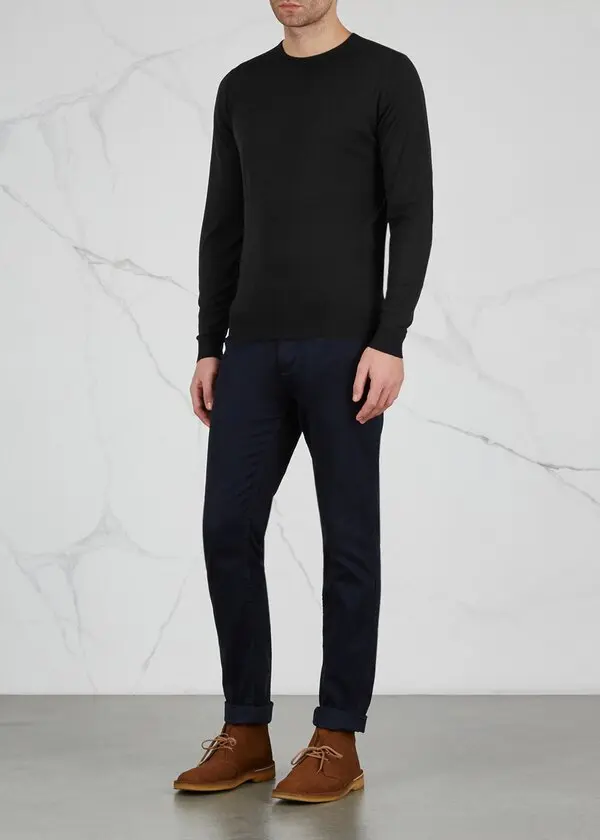 John Smedley Lundy Fine-knit Merino Wool Jumper - Black