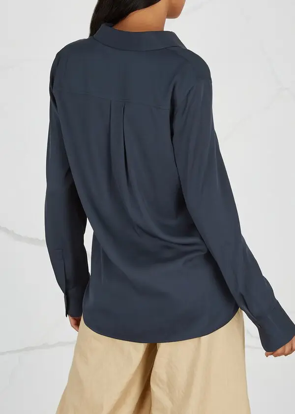 Vince Stretch Silk Shirt - Navy