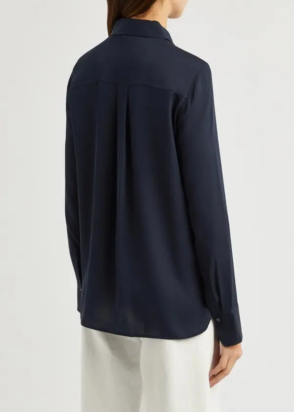 Vince Stretch Silk Shirt - Navy