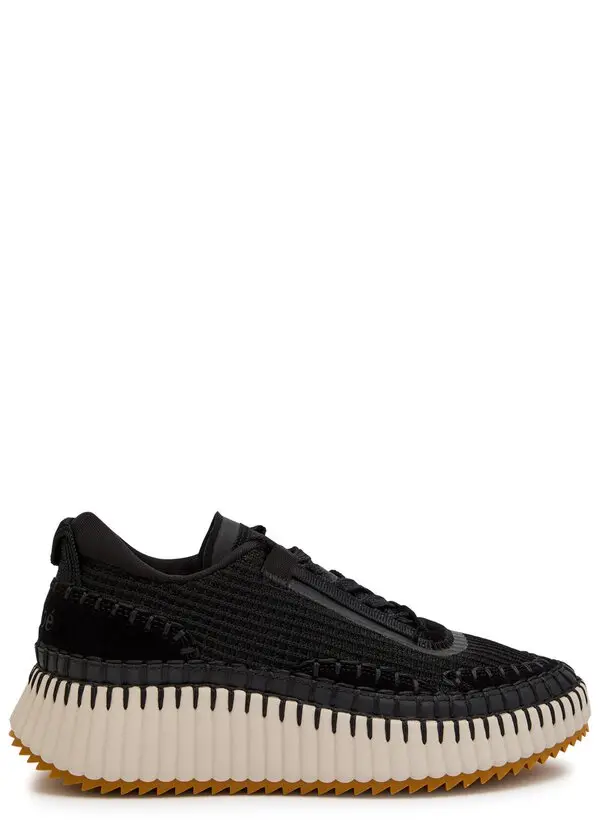 Chloé Panelled Recycled Mesh Sneakers - Black