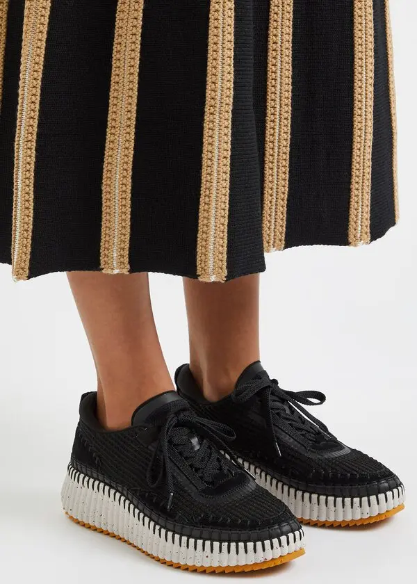 Chloé Panelled Recycled Mesh Sneakers - Black
