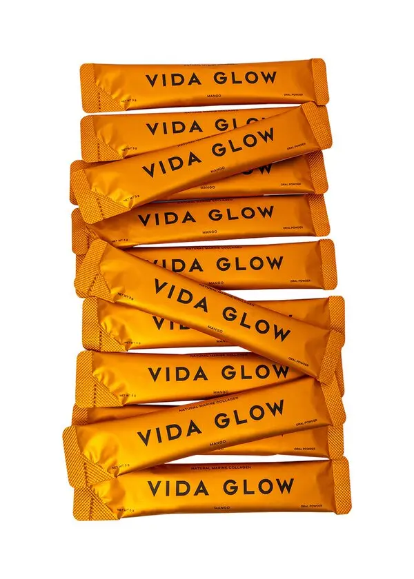 VIDA GLOW Natural Marine Collagen Sachets Supplements, Metal - Mango