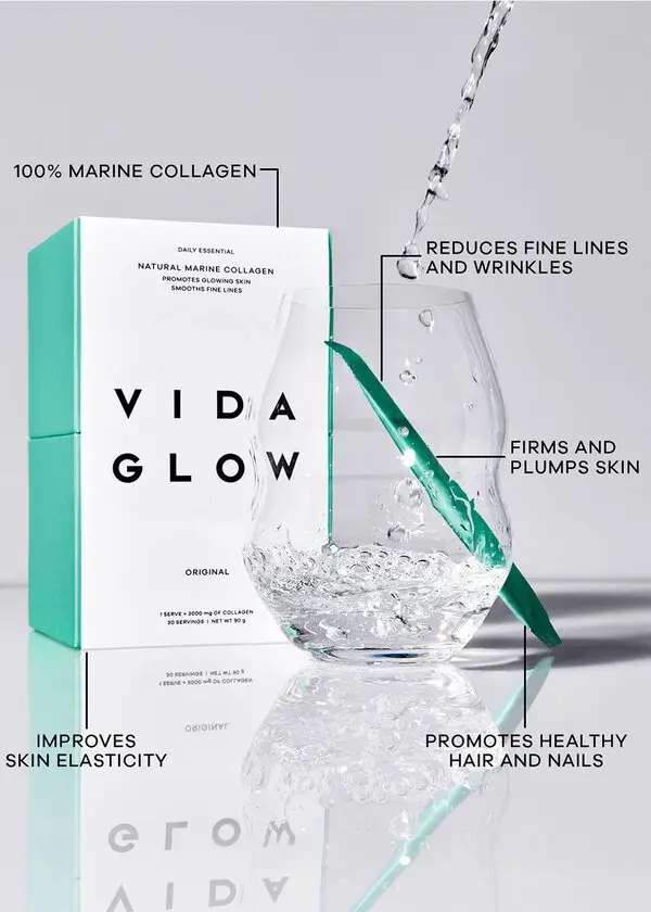VIDA GLOW Natural Marine Collagen Sachets Supplements, Metal - Mango