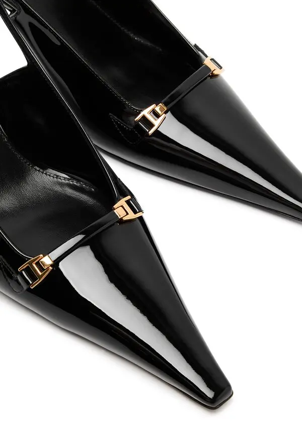 Saint Laurent Carine Patent Leather Slingback Pumps - Black