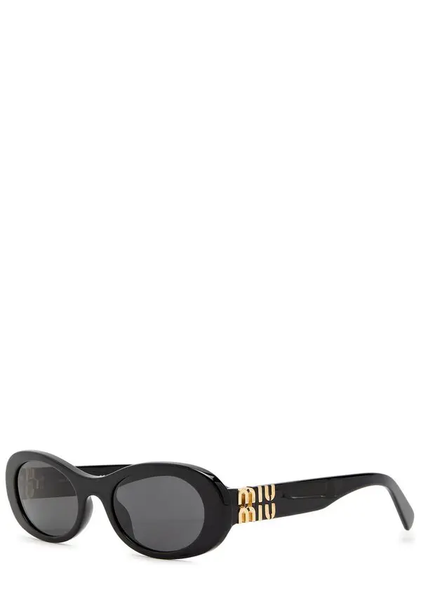 Miu Miu Oval Frame Sunglasses - Black