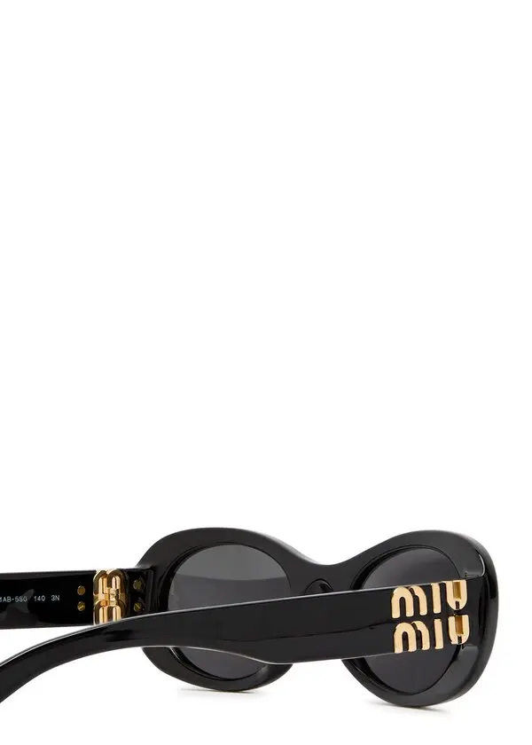 Miu Miu Oval Frame Sunglasses - Black