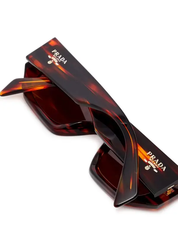 Prada Tortoiseshell Rectangle Frame Sunglasses