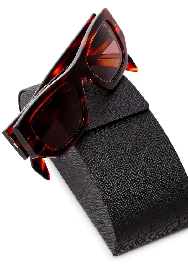 Prada Tortoiseshell Rectangle Frame Sunglasses