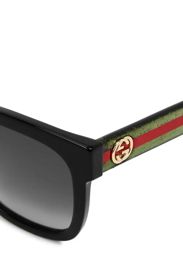 Gucci Square Acetate Sunglasses With Signature Stripe