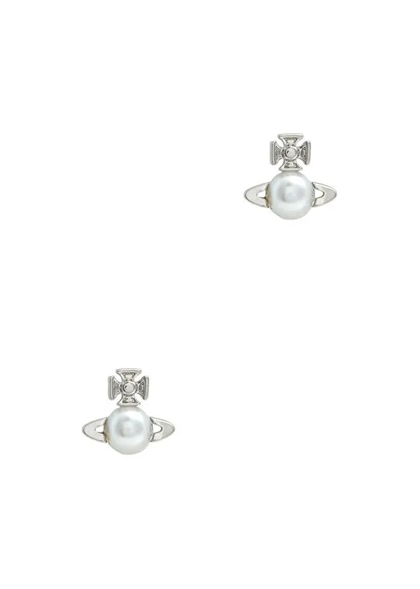 VIVIENNE WESTWOOD Balbina Orb Stud Earrings With Faux Pearl - Silver