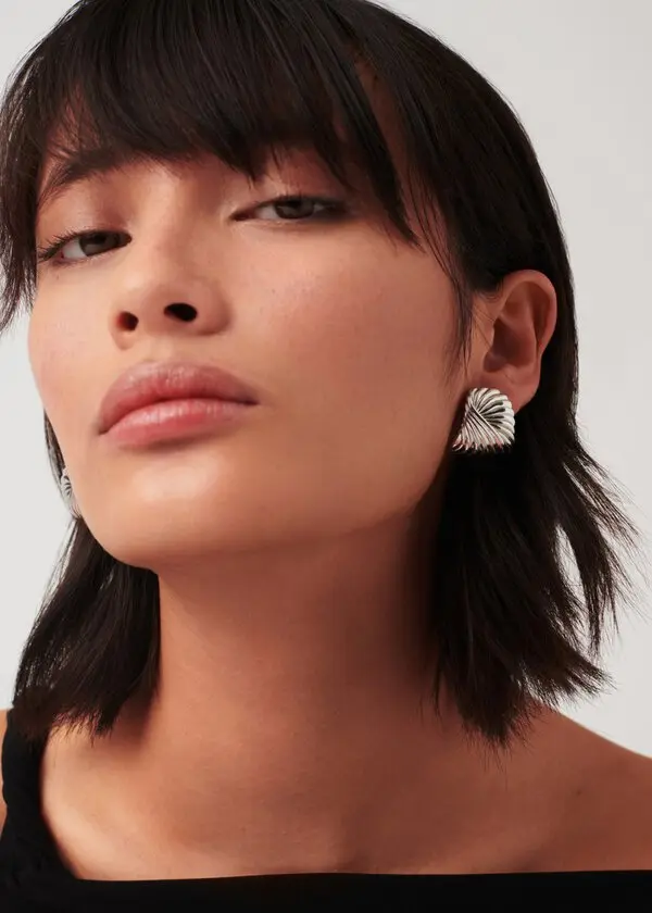 MISSOMA Plated Textured Stud Earrings - Silver