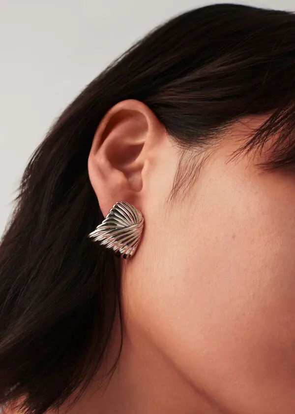 MISSOMA Plated Textured Stud Earrings - Silver