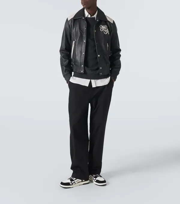 Amiri Leopard Skeleton Low Top Leather Trainers