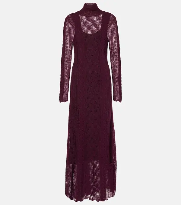 Ulla Johnson Kassia Open-knit Wool-blend Maxi Dress - Red