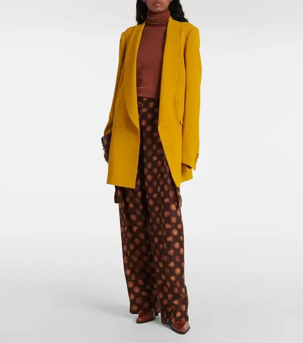 Dries Van Noten Printed Silk Cargo Pants