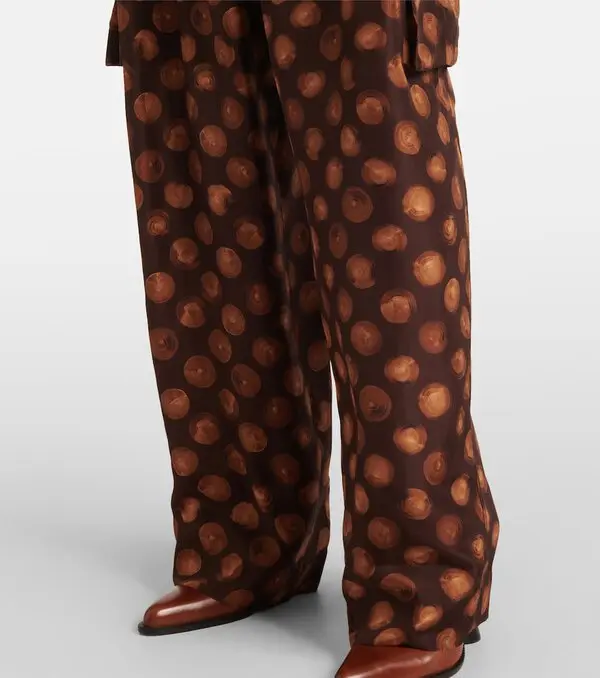Dries Van Noten Printed Silk Cargo Pants
