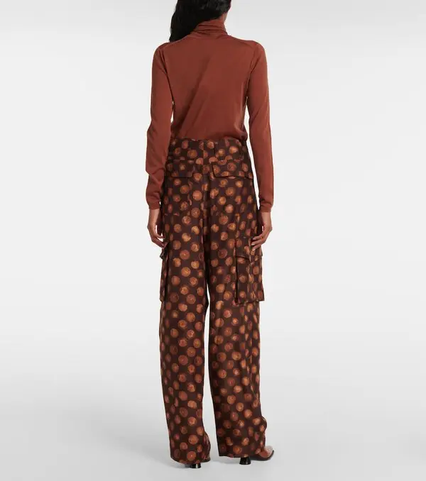 Dries Van Noten Printed Silk Cargo Pants