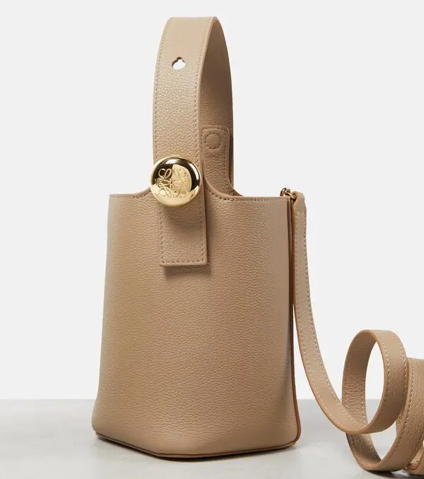 Loewe Pebble Mini Leather Bucket Bag - Beige