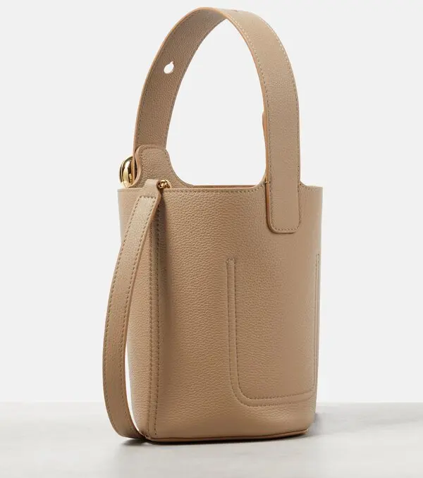 Loewe Pebble Mini Leather Bucket Bag - Beige