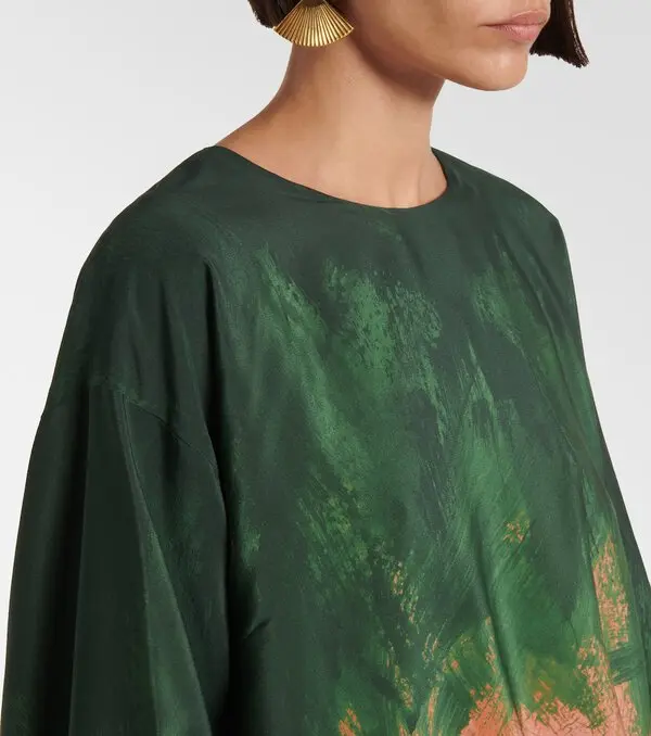 Dries Van Noten Ombre Silk-blend Top - Green