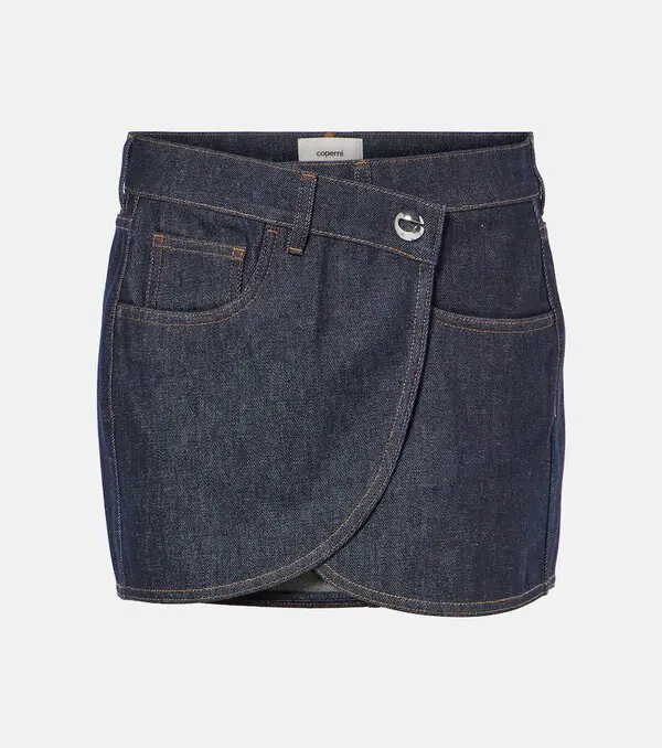 Coperni Asymmetric Denim Miniskirt - Blue