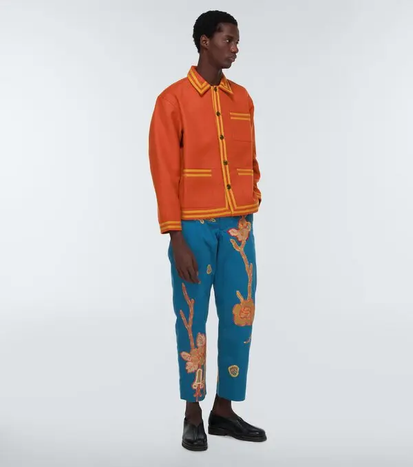 BODE Bell Flower Cotton Pants - Blue