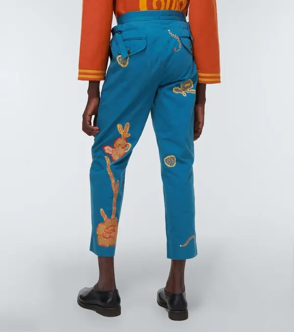 BODE Bell Flower Cotton Pants - Blue