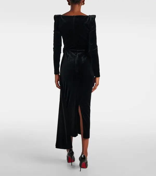 Alex Perry Draped Velvet Midi Dress