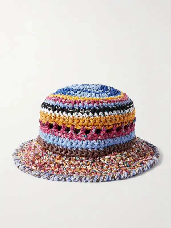 ULTRAVIOLHAT Crocheted Cotton And Raffia-blend Bucket Hat - Multi