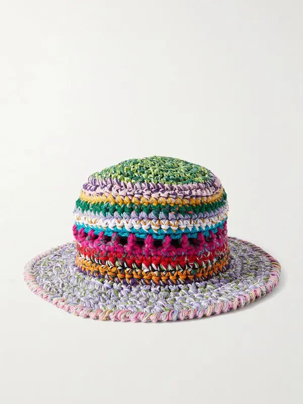 ULTRAVIOLHAT Crocheted Raffia-blend Bucket Hat - Multi