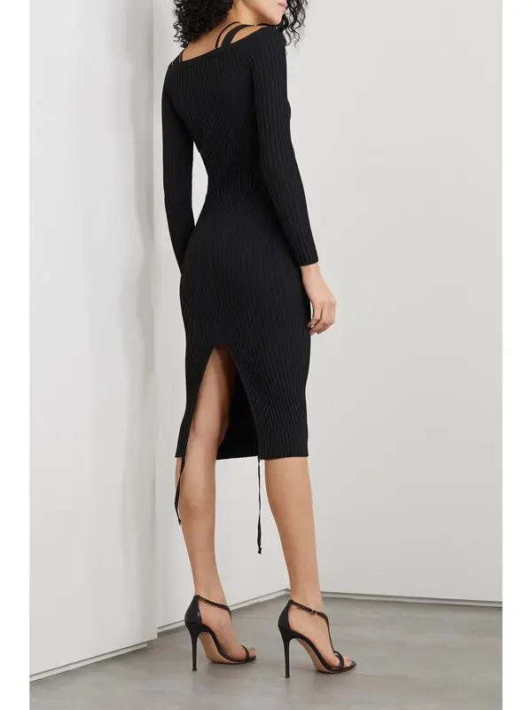 ANDREĀDAMO Cutout Ribbed-knit Midi Dress