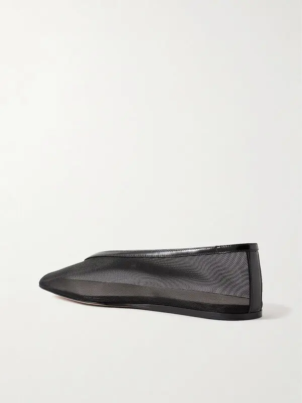 Le Monde Beryl Luna Leather-trimmed Mesh Ballet Flats