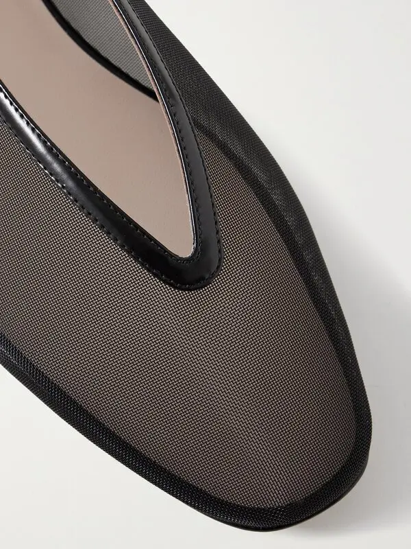 Le Monde Beryl Luna Leather-trimmed Mesh Ballet Flats