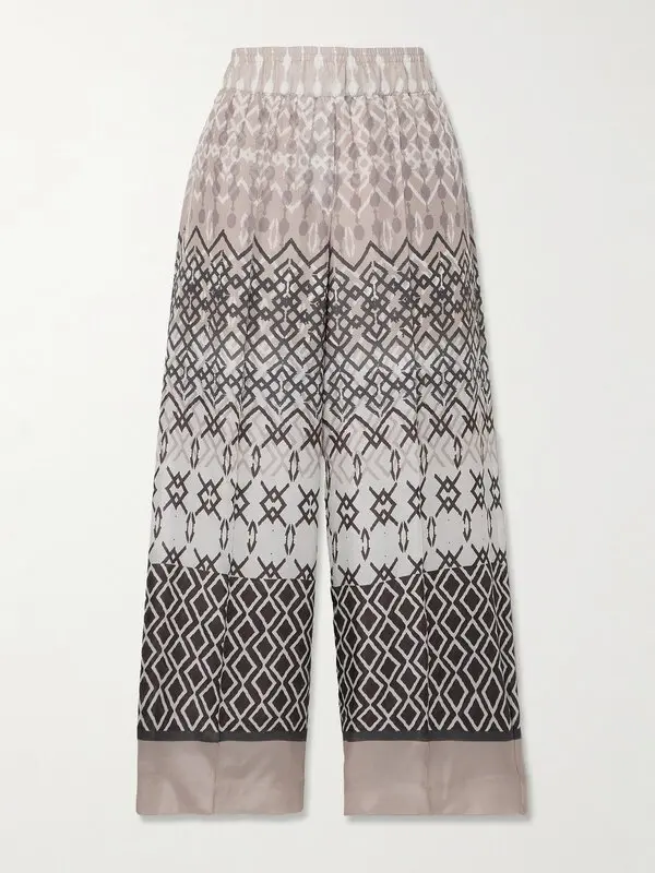 Brunello Cucinelli Printed Silk-voile Wide-leg Trousers - Multi