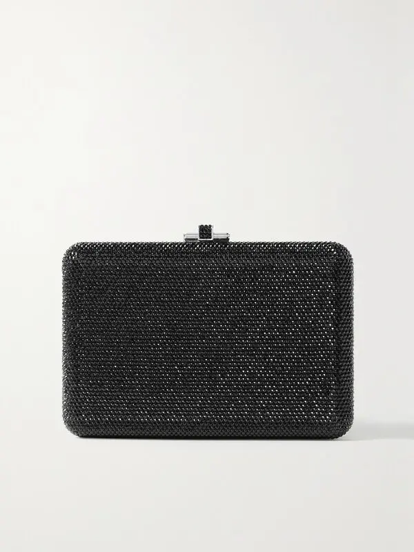 Judith Leiber Slim Slide Crystal Clutch - Black