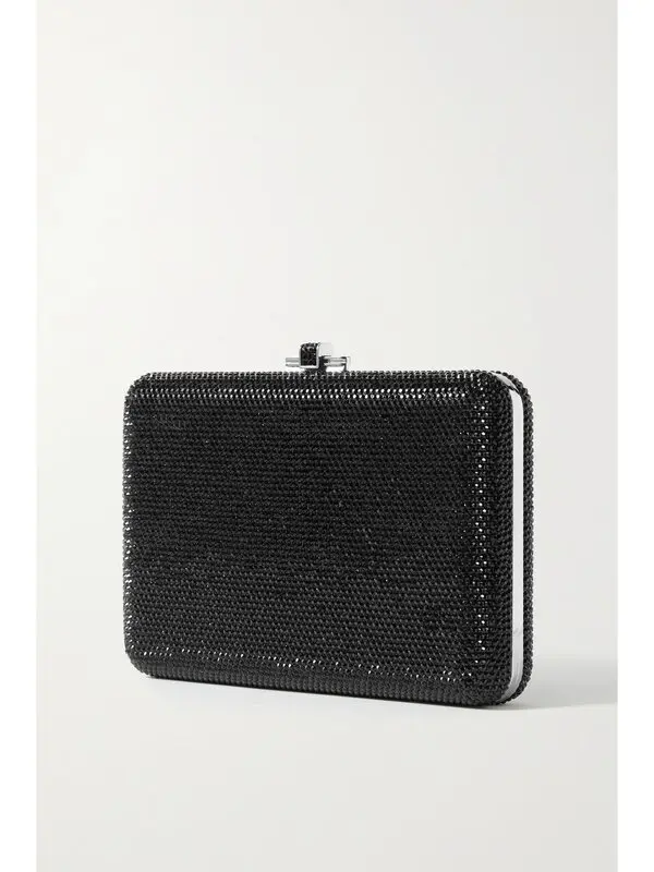 Judith Leiber Slim Slide Crystal Clutch - Black