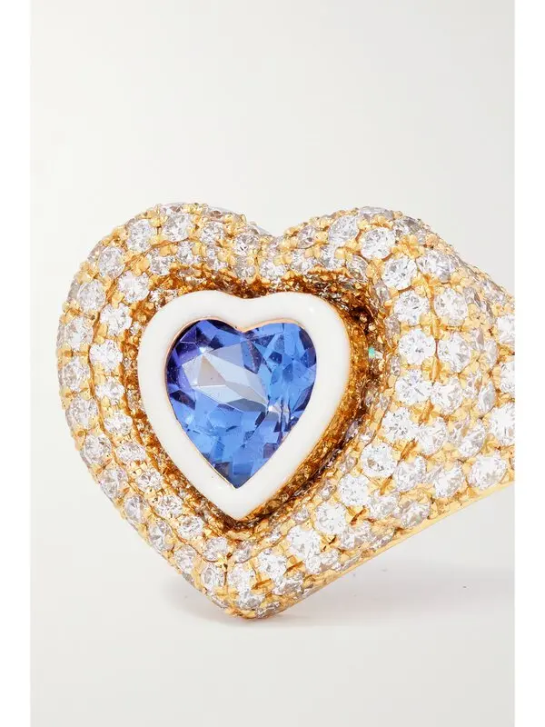 KAMYEN 18-karat Gold, Diamond And Tanzanite Heart Ring - Blue
