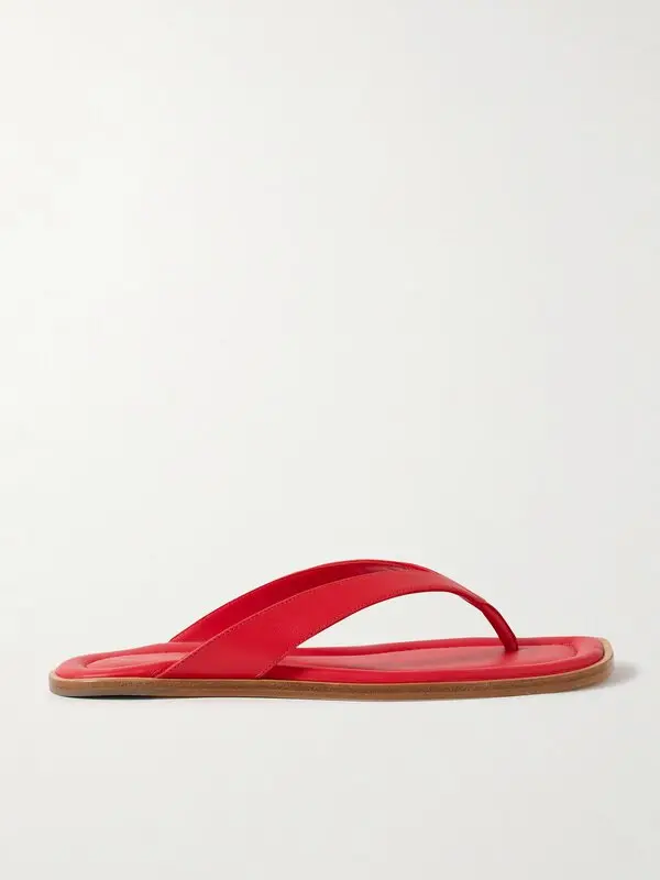 Staud Dante Leather Thong Sandals - Red