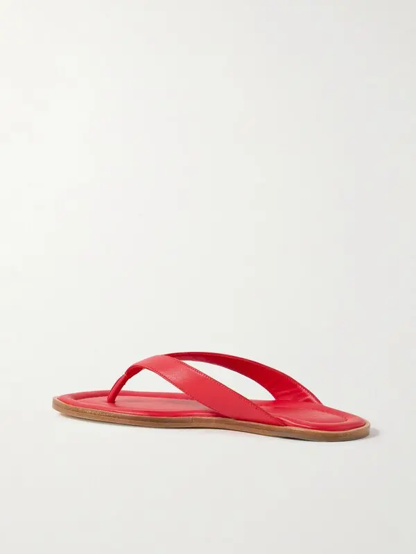 Staud Dante Leather Thong Sandals - Red