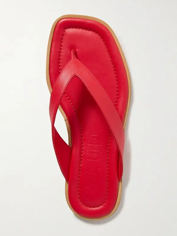Staud Dante Leather Thong Sandals - Red