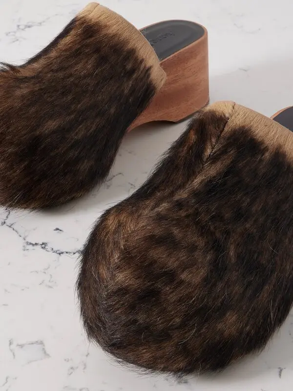 Acne Studios Calf Hair Platform Clogs