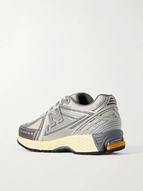 NEW BALANCE 1906 Metallic Faux Leather-trimmed Mesh Sneakers - Gray
