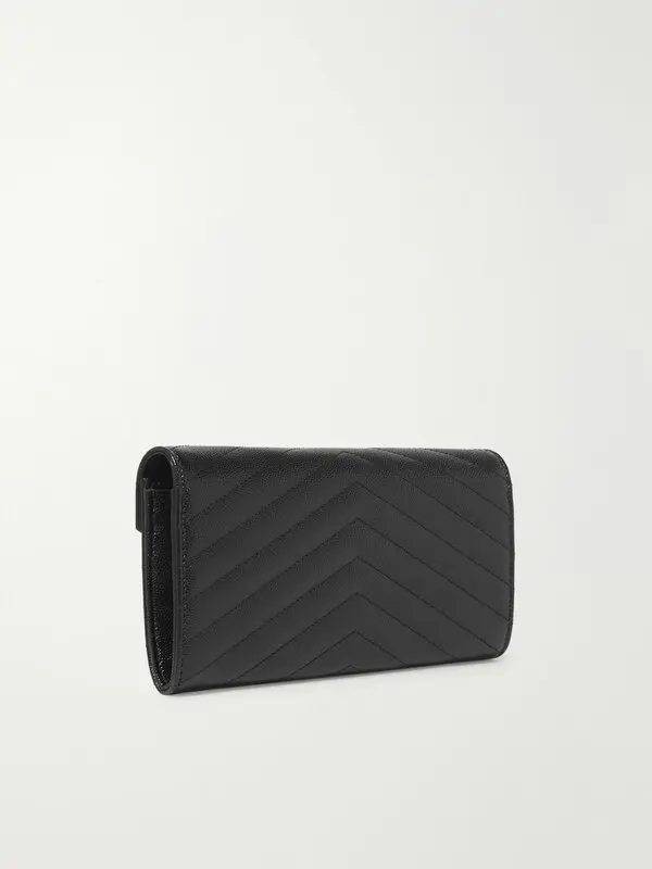 Saint Laurent Monogramme Quilted Textured-leather Wallet
