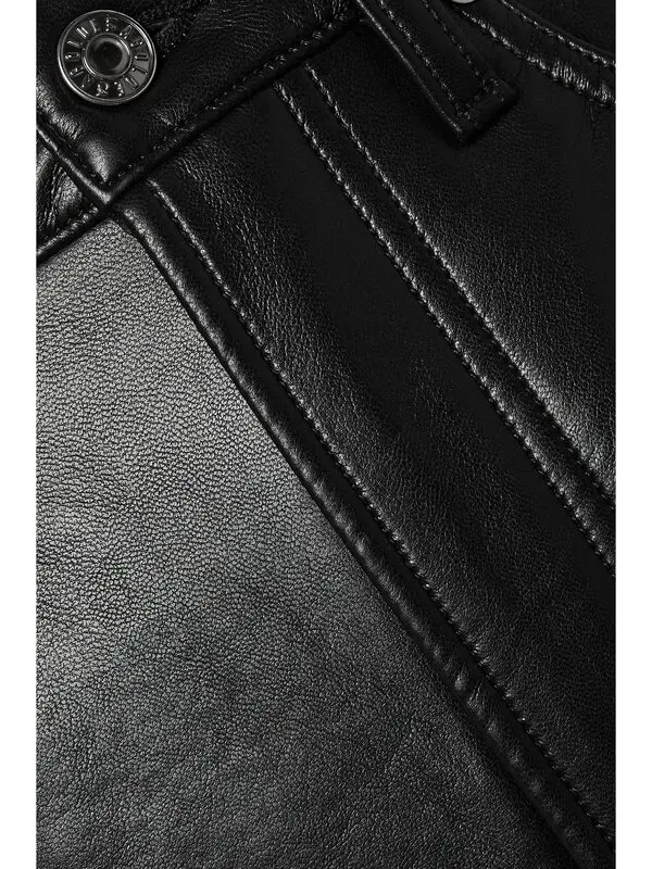 AGOLDE Pinch Waist Leather-blend Straight-leg Pants - Black