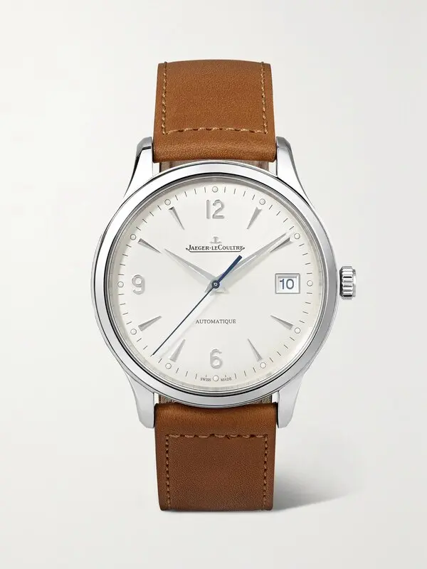 JAEGER-LECOULTRE Master Control Date Automatic Stainless Steel Watch With Novonappa® Leather Strap - Silver